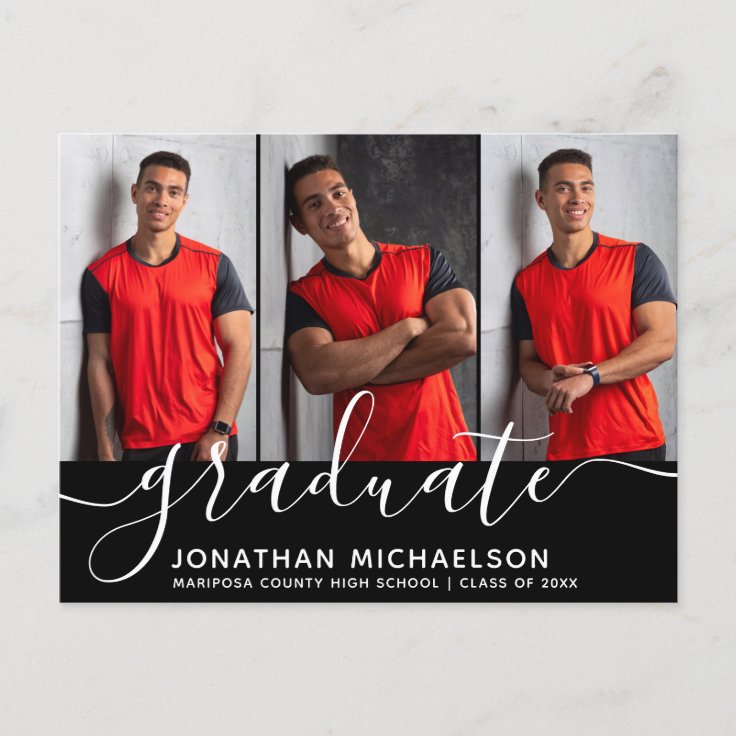 Modern Photo Collage Graduation Announcement Postcard | Zazzle