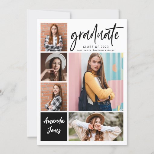 Modern Photo Collage Graduation Invitation | Zazzle
