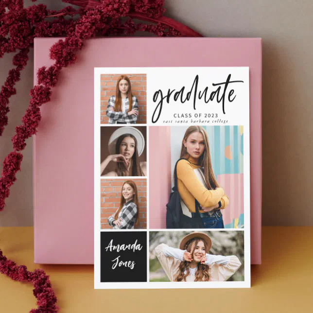 Modern Photo Collage Graduation Invitation | Zazzle