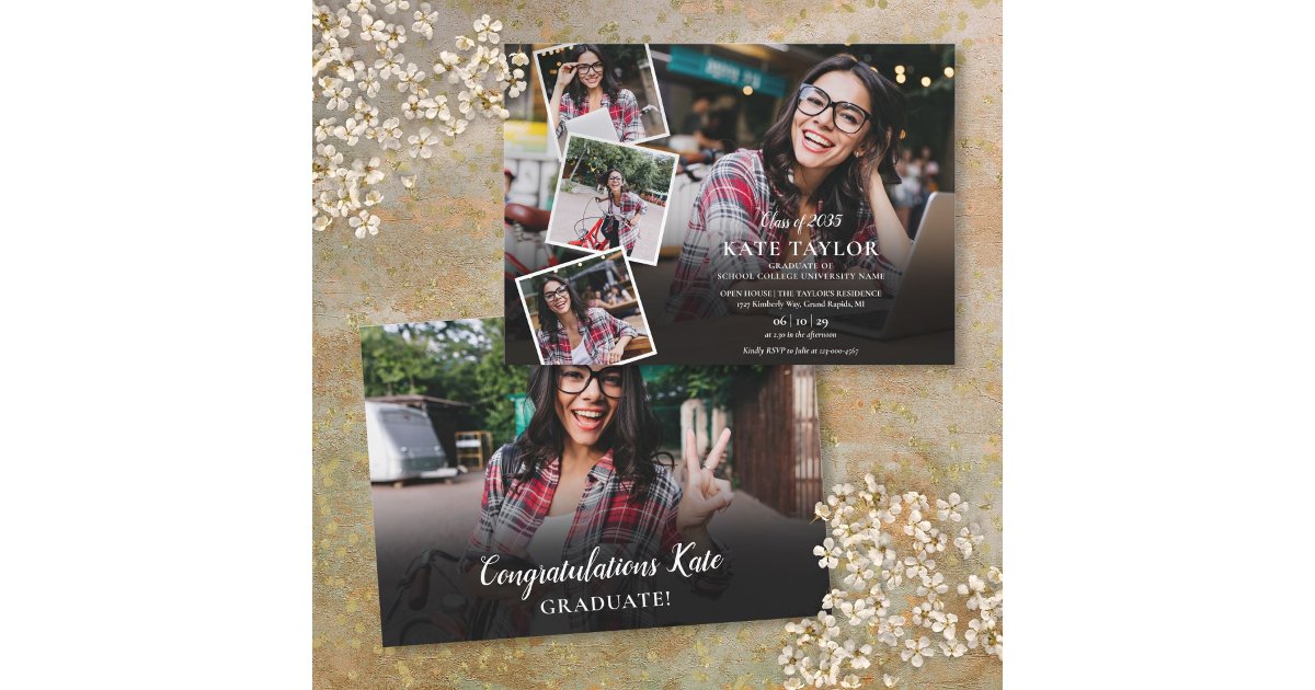 Modern Photo Collage Graduation Invitation | Zazzle