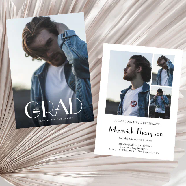 Modern Photo Collage Graduation Invitation | Zazzle