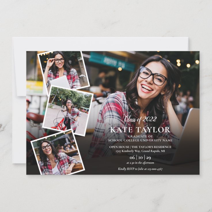 Modern Photo Collage Graduation Invitation | Zazzle