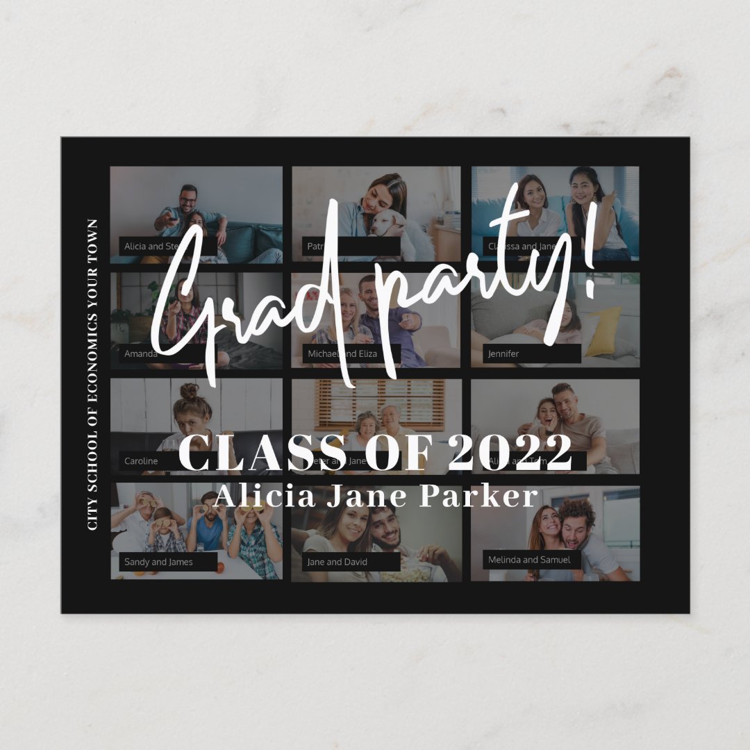 Modern photo collage graduation party invitation | Zazzle