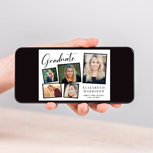 Modern Photo Collage Graduation Party Invitation | Zazzle