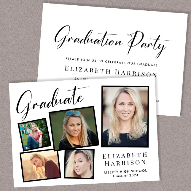 Modern Photo Collage Graduation Party Invitation | Zazzle
