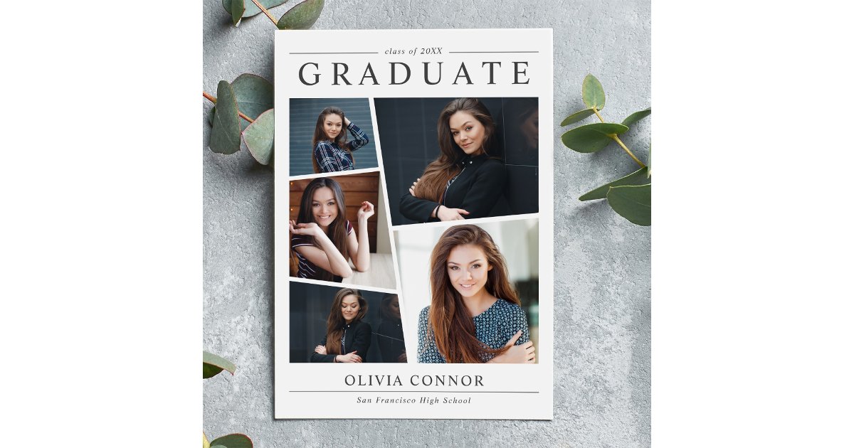 Modern Photo Collage Graduation Party Invitation | Zazzle