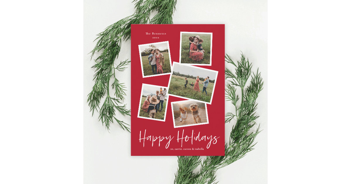 Modern Photo Collage Happy Holidays Holiday Card | Zazzle