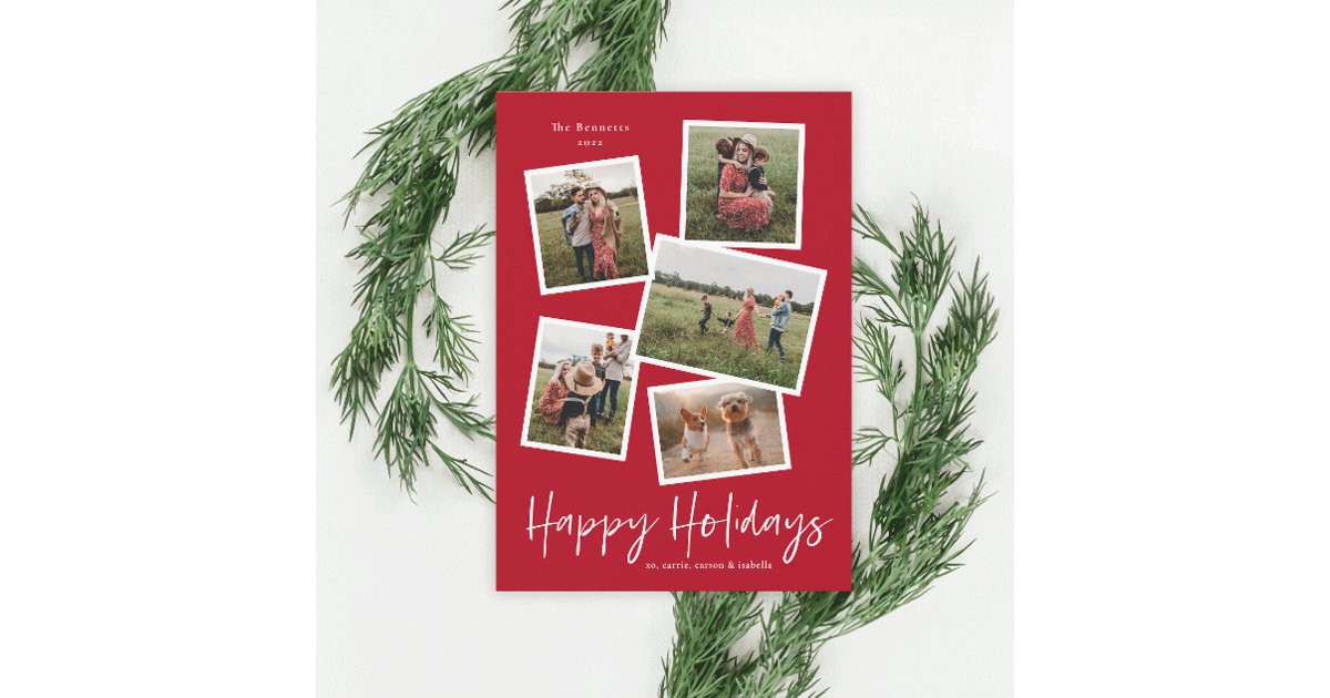 Modern Photo Collage Happy Holidays Holiday Card | Zazzle