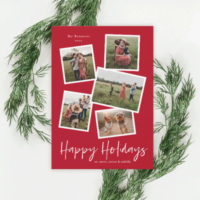 Modern Photo Collage Happy Holidays Holiday Card | Zazzle