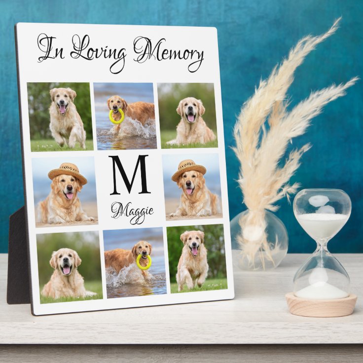 Modern Photo Collage In Loving Memory Pet Memorial Plaque | Zazzle