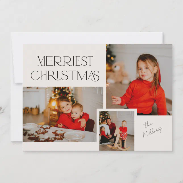 Modern Photo Collage Merriest Christmas Collage Holiday Card | Zazzle