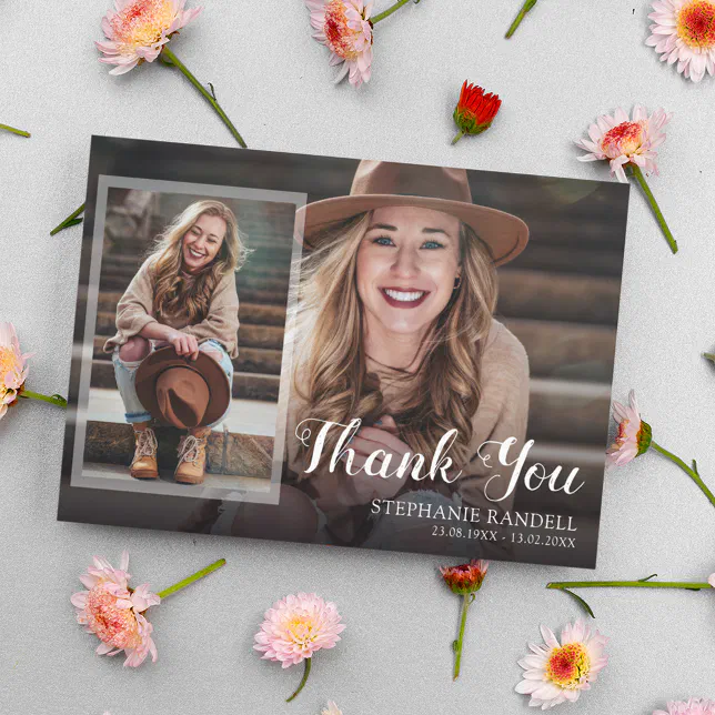 Modern Photo Collage & Message Thank You Card | Zazzle