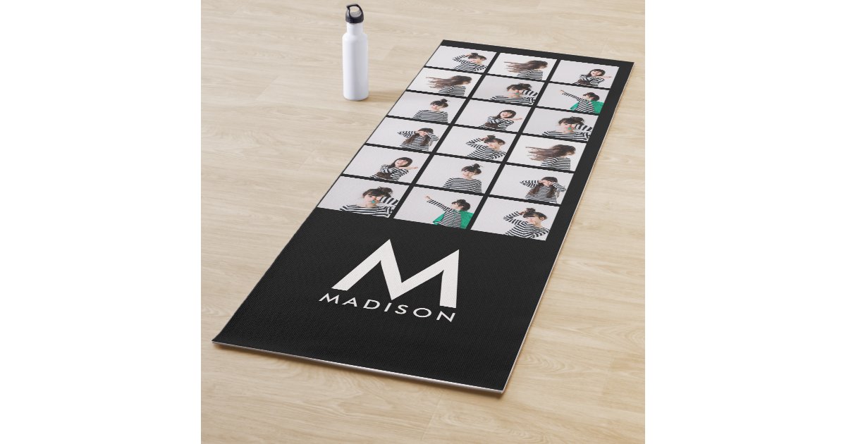 Modern Photo Collage of Memories | Add Your Name Yoga Mat | Zazzle