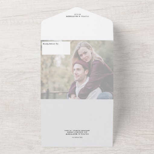Modern Photo Collage Overlay Wedding All In One Invitation | Zazzle