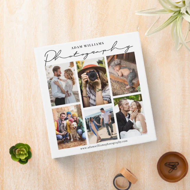 Modern Photo Collage Photographer Portfolio 3 Ring Binder | Zazzle