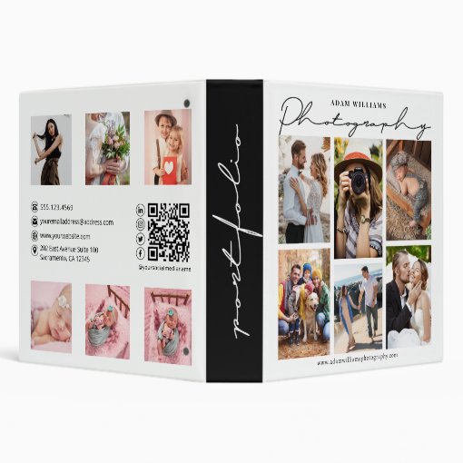 Modern Photo Collage Photographer Portfolio 3 Ring Binder | Zazzle