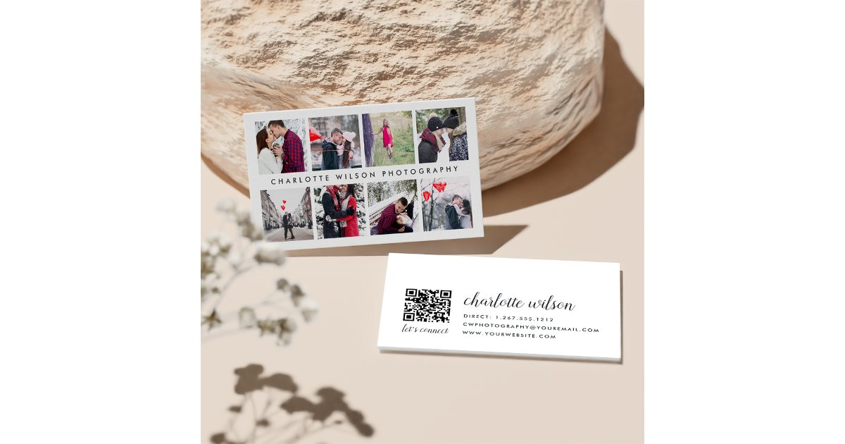 Modern Photo Collage | Photographer QR Code Business Card | Zazzle