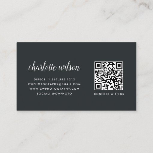 Modern Photo Collage QR Code Photographer Business Card | Zazzle