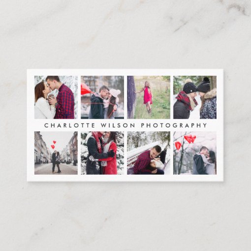 Modern Photo Collage QR Code Photographer Business Card | Zazzle