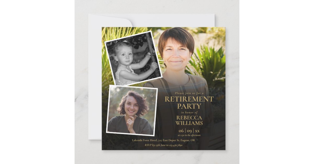 Modern Photo Collage Retirement Party Invitation | Zazzle