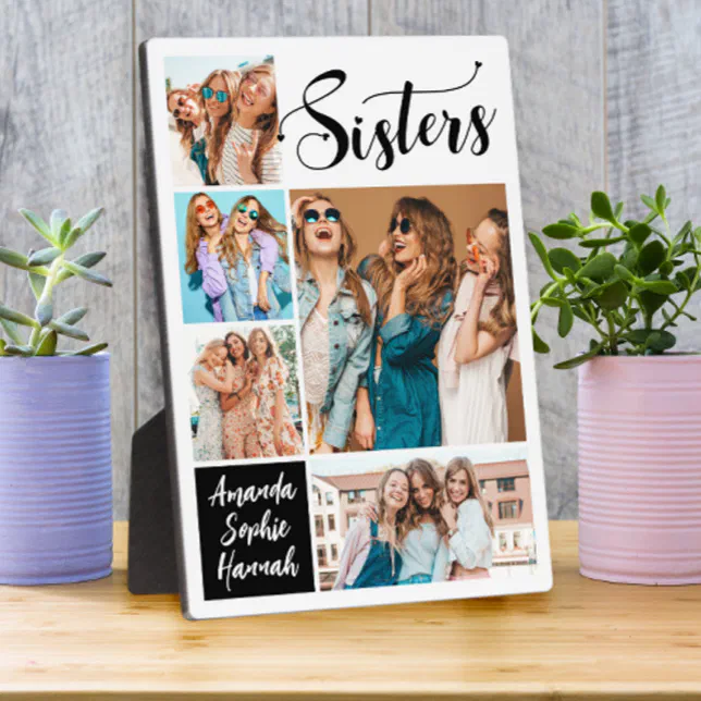Modern Photo Collage Sisters Plaque | Zazzle