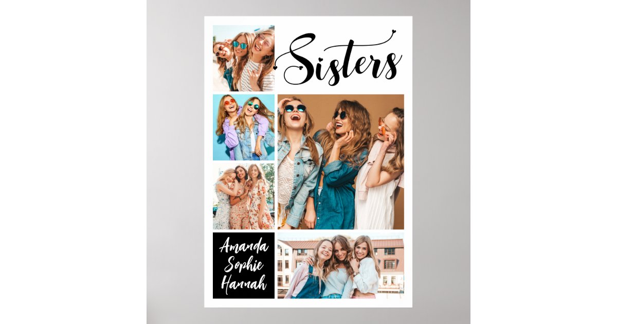 Modern Photo Collage Sisters Poster | Zazzle