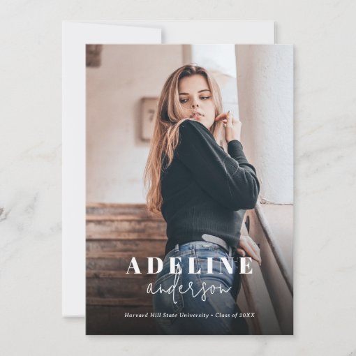 Modern Photo Collage Stylish Script Graduation Announcement | Zazzle