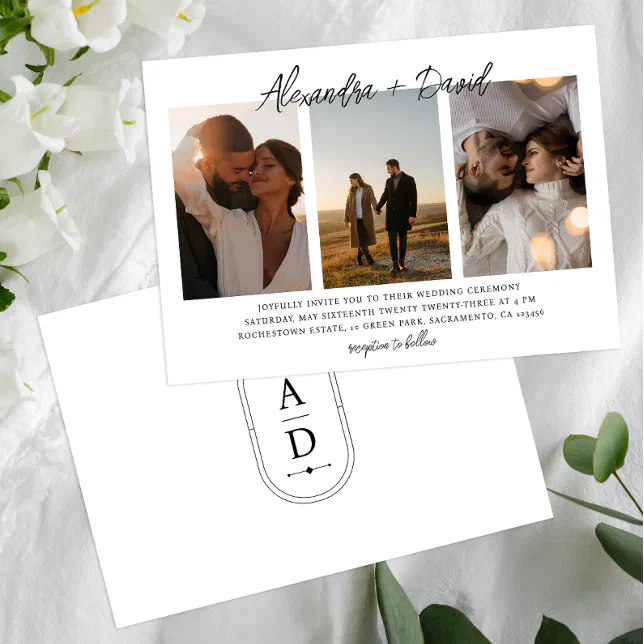 Modern Photo Collage Wedding Invitation | Zazzle