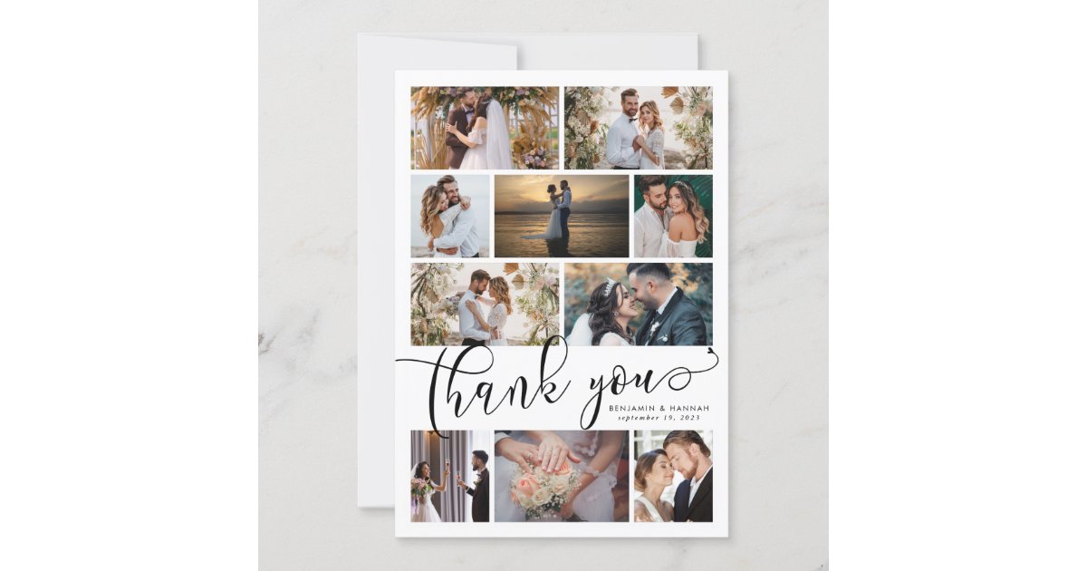 Modern Photo Collage Wedding Thank You Card | Zazzle