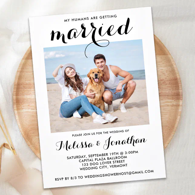 Modern Photo Custom Dog Pet Wedding Invitation | Zazzle