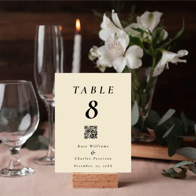 Modern Photo Custom Qr Code Table Card | Zazzle