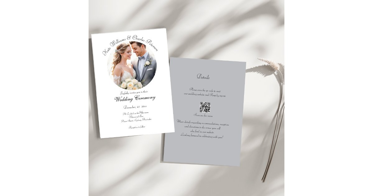 Modern photo Custom QR code Wedding Invitation | Zazzle