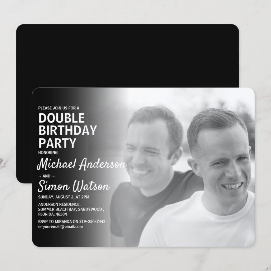Modern Photo Double Birthday Party Invitation | Zazzle.com