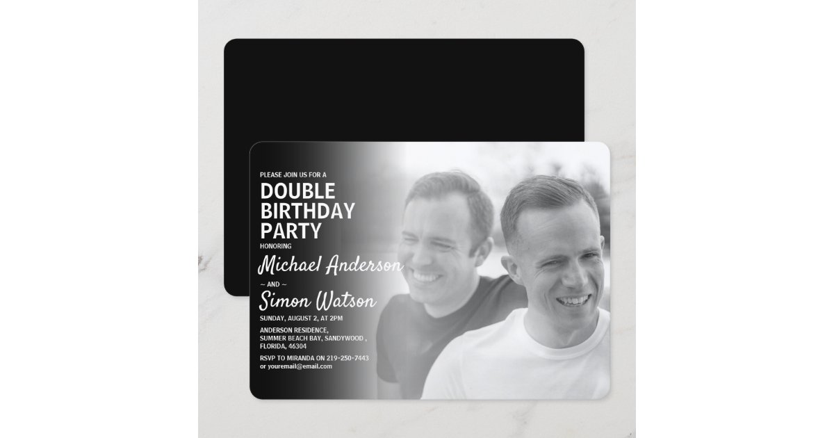 Modern Photo Double Birthday Party Invitation | Zazzle.com