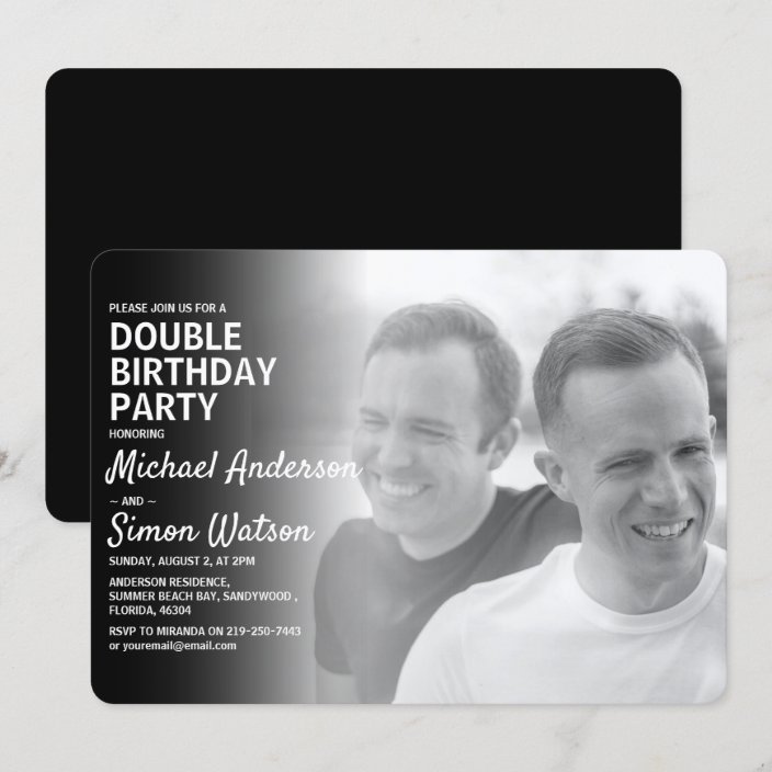 Modern Photo Double Birthday Party Invitation | Zazzle.com