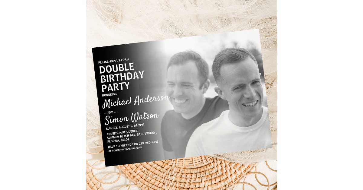 Modern Photo Double Birthday Party Invitation | Zazzle