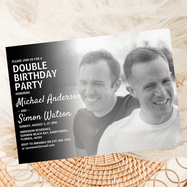Modern Photo Double Birthday Party Invitation | Zazzle