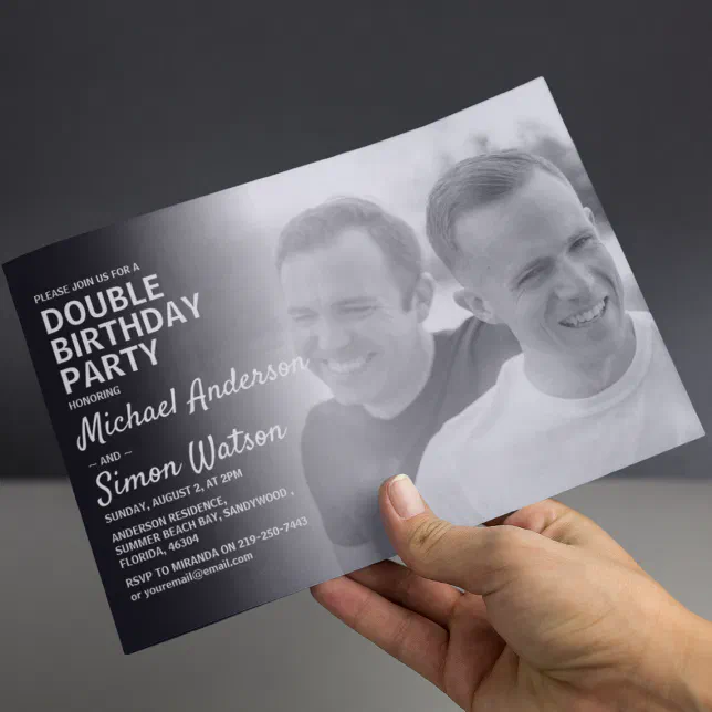 Modern Photo Double Birthday Party Invitation | Zazzle