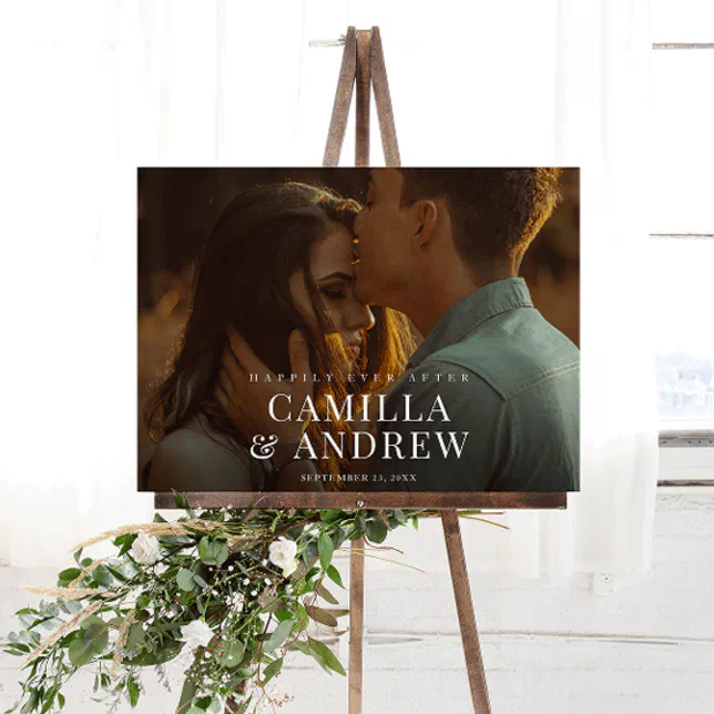 Modern Photo Elegant Wedding Easel Foam Board | Zazzle