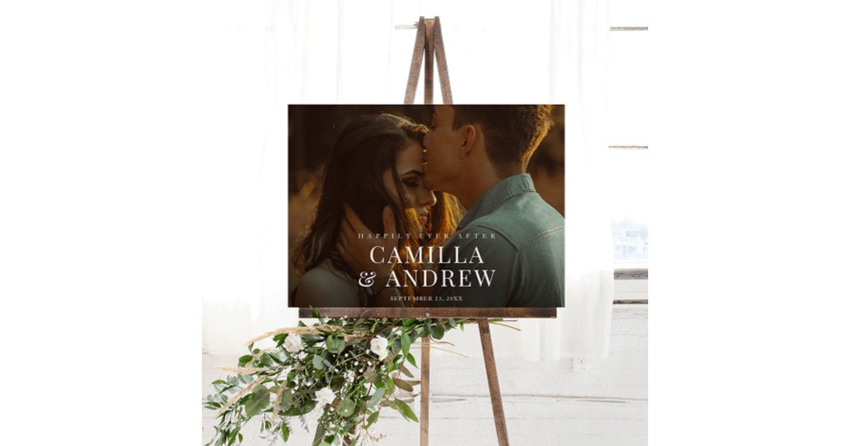 Modern Photo Elegant Wedding Easel Foam Board | Zazzle