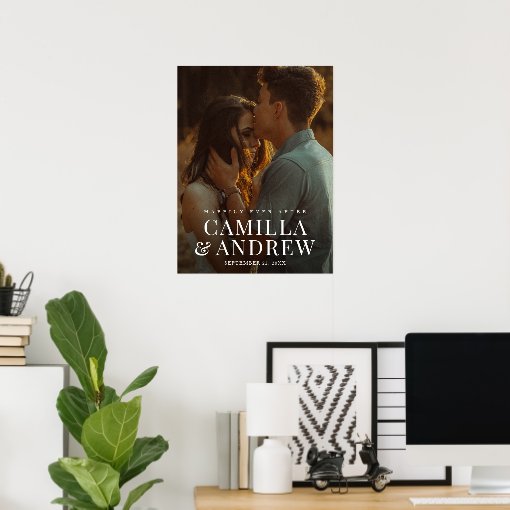 Modern Photo Elegant Wedding Poster | Zazzle
