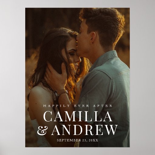 Modern Photo Elegant Wedding Poster | Zazzle