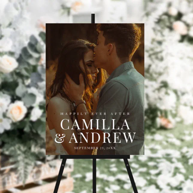 Modern Photo Elegant Wedding Poster | Zazzle