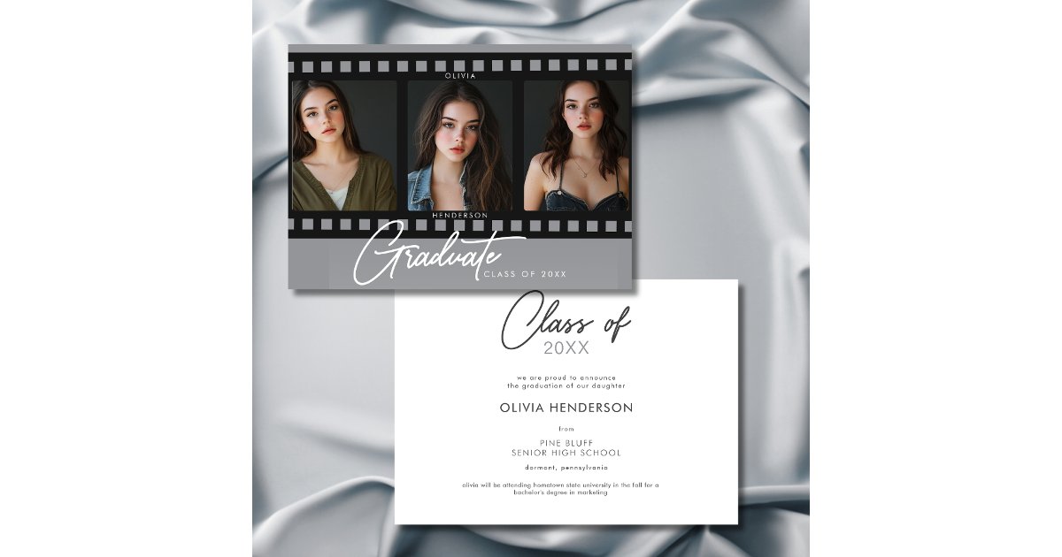Modern Photo Film Frames Graduation Announcement | Zazzle