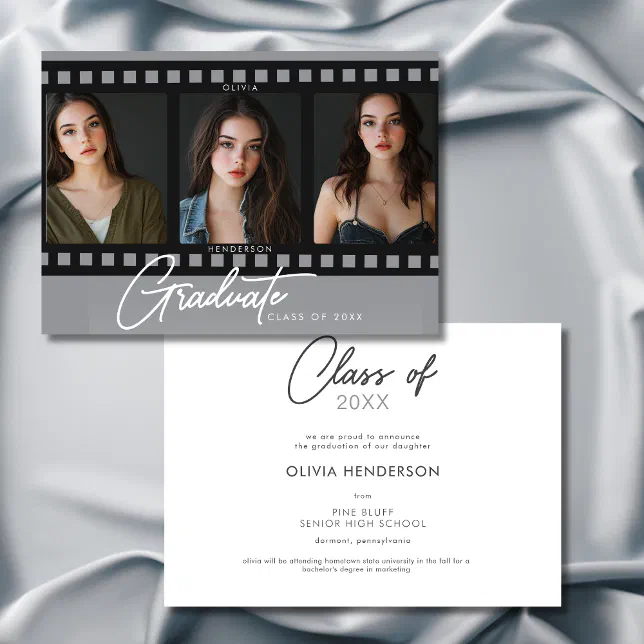 Modern Photo Film Frames Graduation Announcement | Zazzle