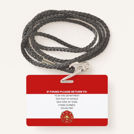 Modern Photo Firefighter ID Badge | Zazzle