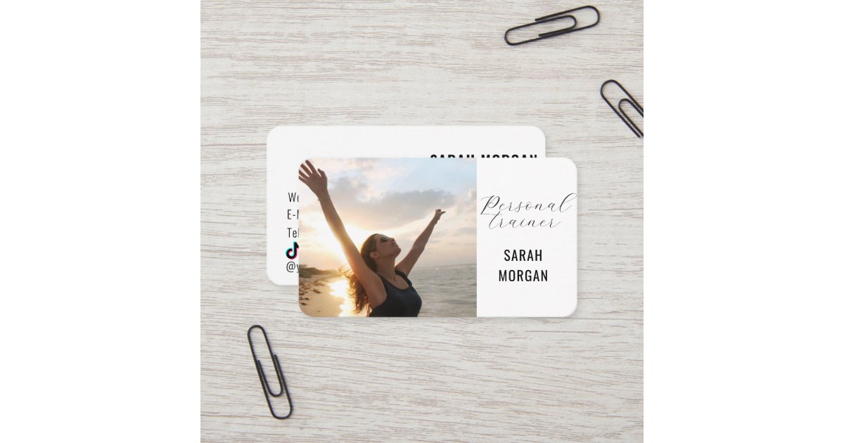 Modern Photo Fitness Personal Trainer Influencer Business Card | Zazzle