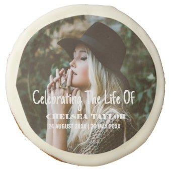 Modern Photo Funeral Celebration of Life Memorial Sugar Cookie | Zazzle