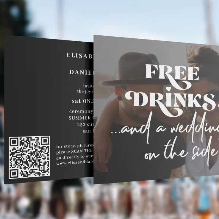 Modern photo funny casual QR CODE wedding Invitation | Zazzle