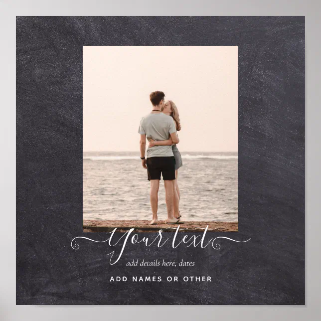 Modern PHOTO Gift Custom Text Chalkboard Theme Poster | Zazzle